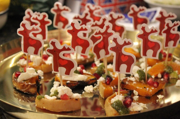 Recipe: Butternut Squash Canapés with Persian Pesto and Pomegranate ...